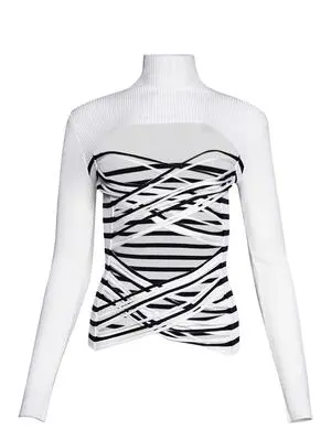 JEAN PAUL GAULTIER Mariniere Laceree Long-sleeve Top - White