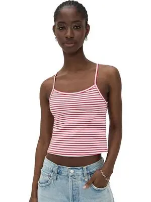 Joe's Jeans Striped Tank Top - White/cherry Red S