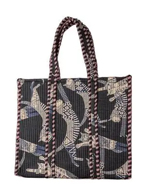 VERVE CULTURE Quilted Feline Tote - Navy