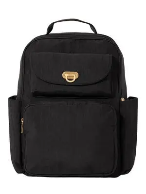 BAGGALLINI Laptop Backpack With Flip Lock Closure - Black With Gold Hardware