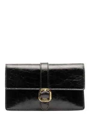 FRANCES VALENTINE Leather Accordion Crossbody Bag - Black