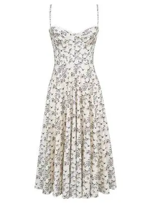 House Of Cb Floral Corset Midi Sundress - Bee Floral Cream