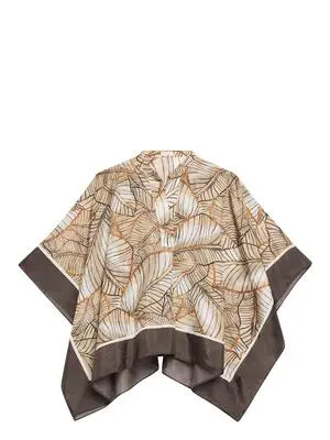 Brunello Cucinelli Papyrus Print Silk Poncho - Multi