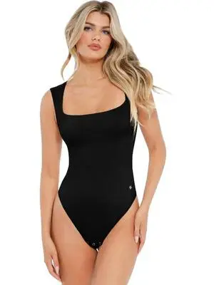 POPILUSH Cloudsense Sleeveless Square Neck Bodysuit Standard Black