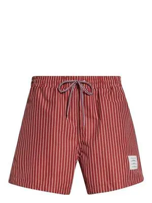 Thom Browne Stripe Nylon Swim Trunks - Burgundy