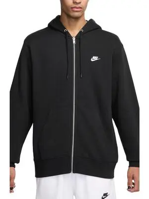 Nike Club Fleece Zip Hoodie - Black/ White