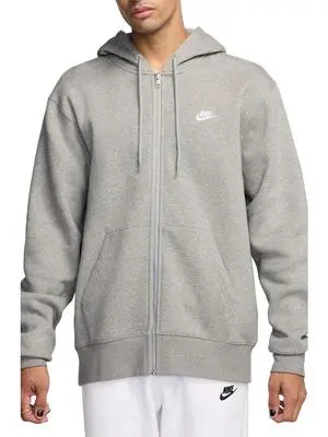 Nike Club Fleece Zip Hoodie - Dark Grey Heather/ Light Grey