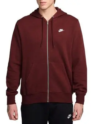 Nike Club Fleece Zip Hoodie - Dark Team Red/white