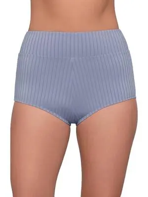 S3 APPAREL Ribbed High-waisted Swim Short - Iris