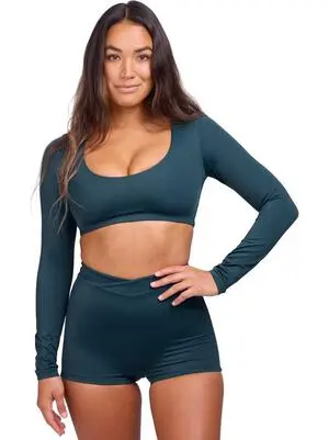 JOLYN Avalon Long Sleeve Crop Rashguard - Trade Winds