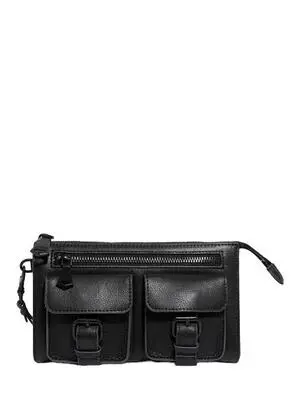 AIMEE Saddle Up Leather Wristlet Black W/ Black