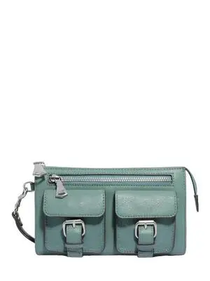 AIMEE Saddle Up Leather Wristlet Moss Green
