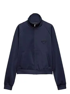 Prada Triangle-logo Zip Tech-knit Jacket - Blue