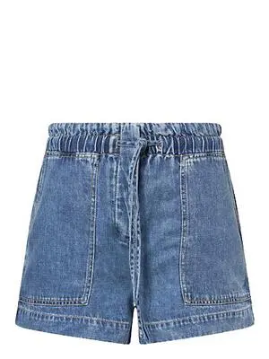 Rails Paper Bag-waist Denim Shorts - Classic Blue
