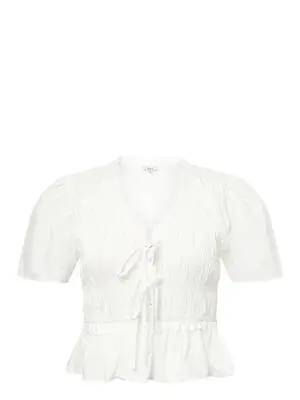 Rails Portia Shirred Cotton-blend Top - White