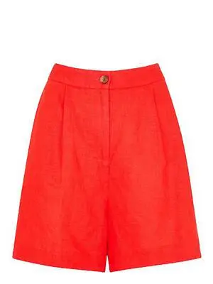 Whistles High-rise Linen Shorts - Red