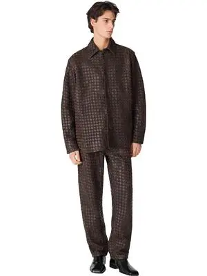 BOTTEGA  VENETA Intrecciato Leather And Suede Shirt - Fondant/tobacco