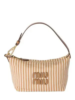 MIU MIU Jacquard Fabric Pouch With Leather Handle