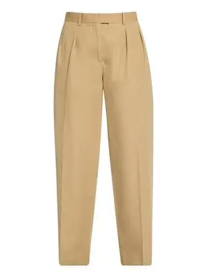 THE ROW Alfidis Pleated Cotton-cashmere Pants - Beige