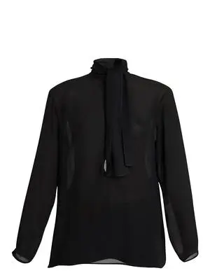 Alaïa Georgette Scarf Blouse - Noir Alaia