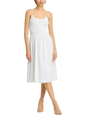 WAYF Isabelle Smock Midi Dress - Ivory