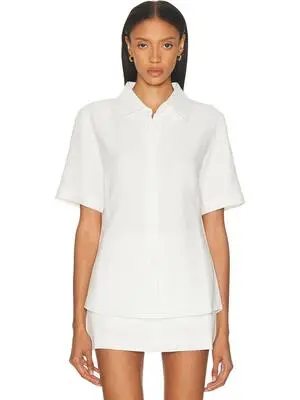 Renggli Short Sleeve Linen Button Up Top - Bone
