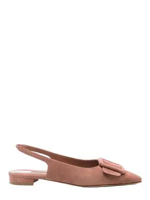 Manolo Blahnik Suede Slingback Pumps - Pink