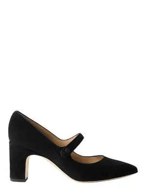 Manolo Blahnik Campariba 70 Grosgrain-trimmed Suede Mary Jane Pumps - Black