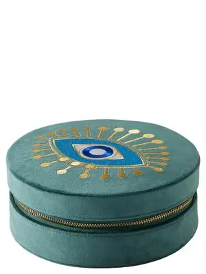 L’ATELIER NAWBAR Rebel Eye Large Embroidered Velvet Jewelry Box - Blue