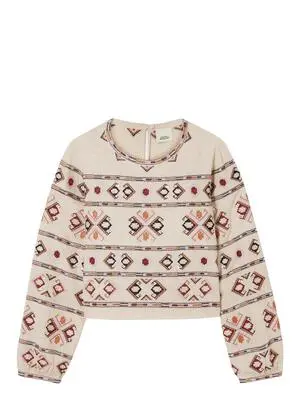 Isabel Marant Zeyna Sequin-embellished Embroidered Silk-gauze Top - Ecru