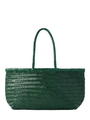 Dragon Diffusion Bamboo Triple Jump Big Woven Leather Tote - Green