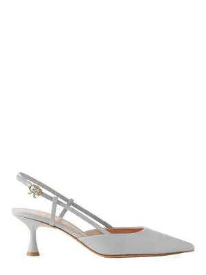 GIANVITO ROSSI Ascent 55 Leather Slingback Pumps - Gray