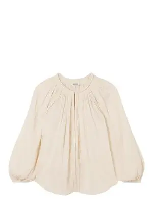 Isabel Marant Jenna Frayed Braided Cotton-gauze Blouse - Neutrals