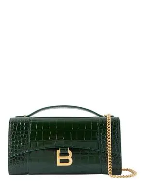 Balenciaga Hourglass Croc-effect Shoulder Bag - Green