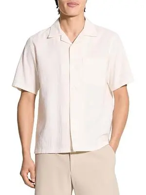 Theory Noll Short Sleeve Camp Collar Shirt - White/eggshell