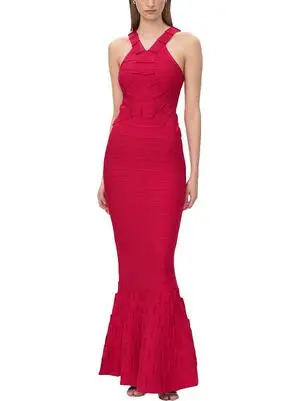 Herve Leger Phoebe Gown - Hibiscus
