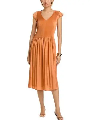 T Tahari Flutter Sleeve Midi Dress - Clay Ridge