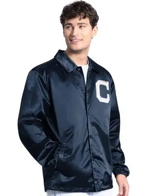 STARTER Cleveland Guardians Cooperstown Collection Full-snap Coaches Jacket - Navy
