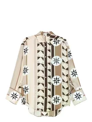 Loewe Abstract-print Silk Shirt - Neutrals