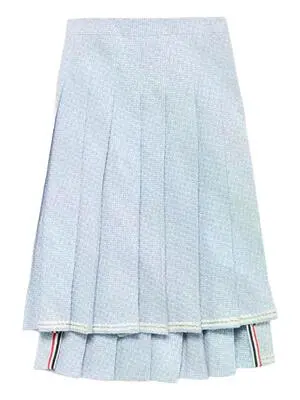 Thom Browne Pleated Tweed Midi Skirt - Blue