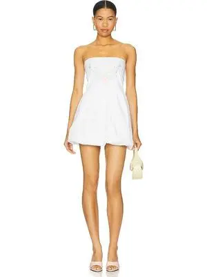 SWF Balloon Hem Embroidered Mini Dress - Antique White