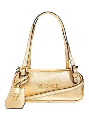 Versace Metallic Leather Shoulder Bag - Gold
