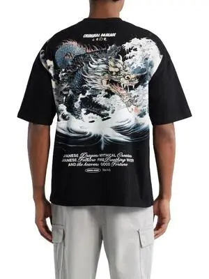 CRIMINAL DAMAGE Mythology Graphic T-shirt - Washed Black