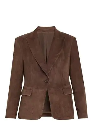 Brunello Cucinelli Suede Single-breasted Blazer Jacket - Brown