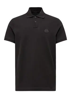 Moncler Logo Patch Cotton Piquet Polo Shirt - Black