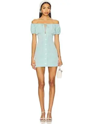Matthew Bruch Bubble Tie Mini Dress - Seafoam Viscose Linen