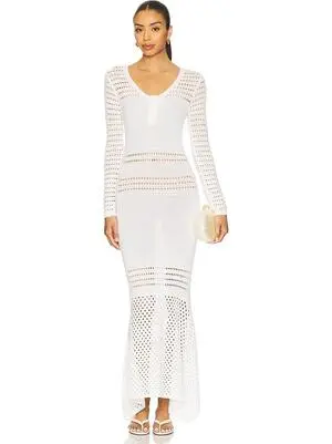 Matthew Bruch Striped Mesh Handkerchief Midi Dress - White Knit