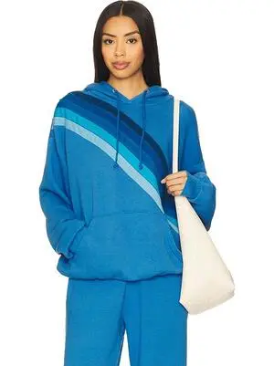 Aviator Nation Aviator Nation Cross Stripe Relaxed Pullover Hoodie Cobalt & Blue