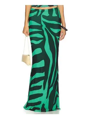 AFRM Tegan Maxi Skirt - Green Zebra