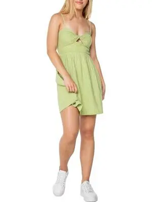 Roxy Sunruse Vibes Cutout Mini Dress - Tarragon Solid
